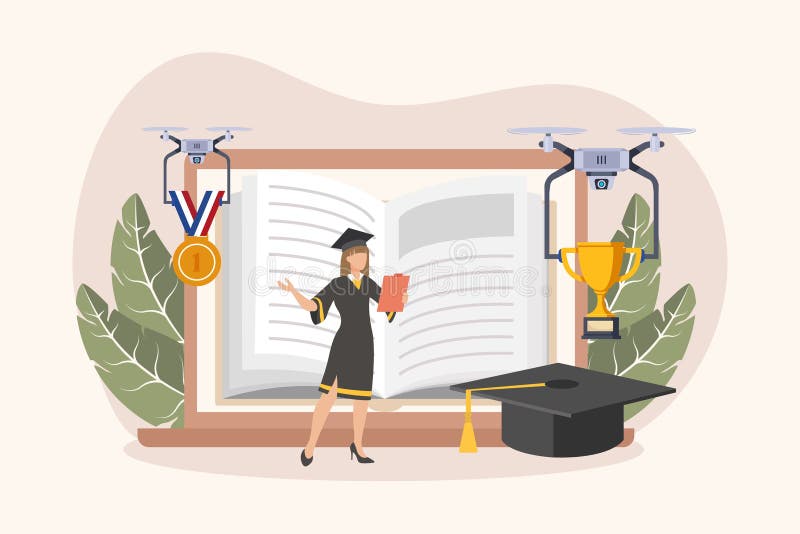 Graduation Day Flat Design Illustration Stock Vector - Illustration of ...