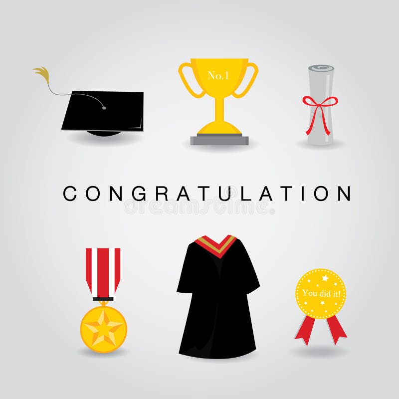 Graduation Day Vector Icon Set of Celebration and Congratulation ...