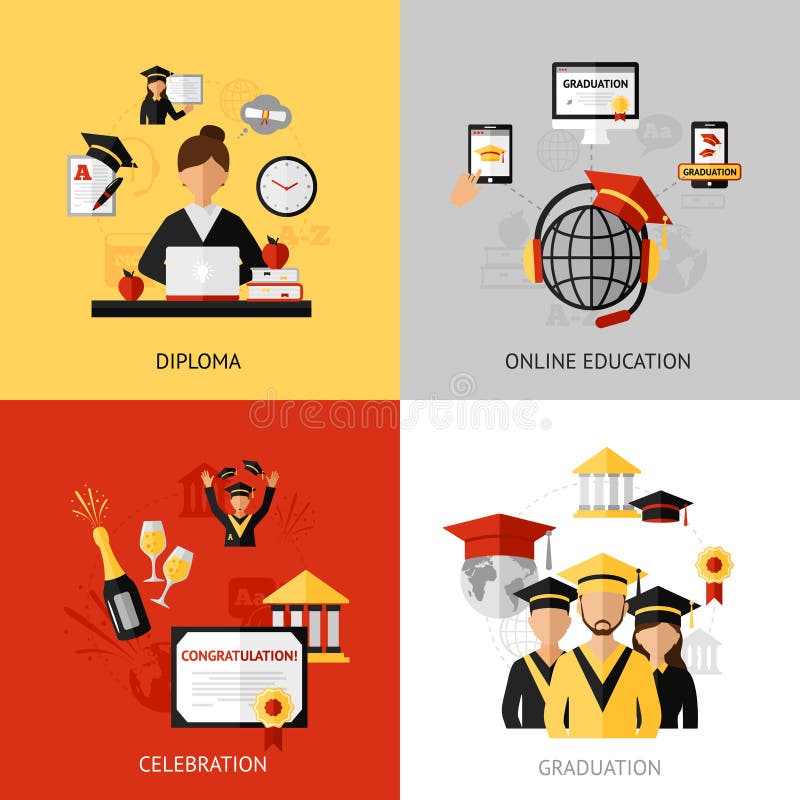 Graduation Design Concept Set Stock Vector - Illustration of college ...