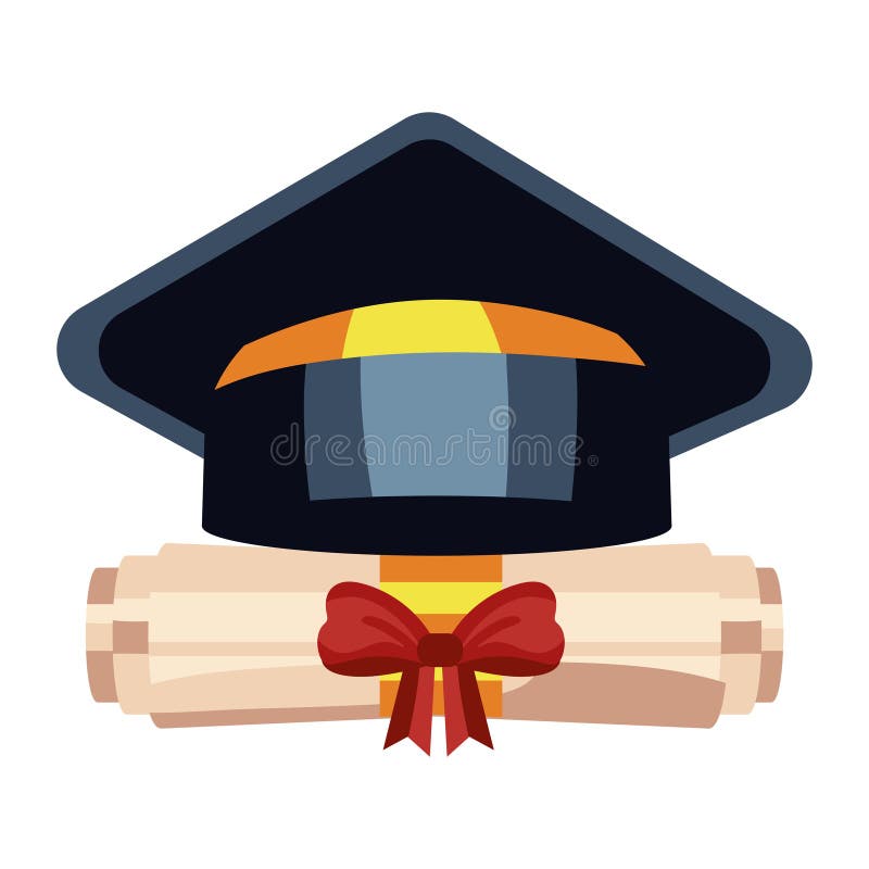 Graduation Diploma Roll and Cap Stock Illustration - Illustration of ...