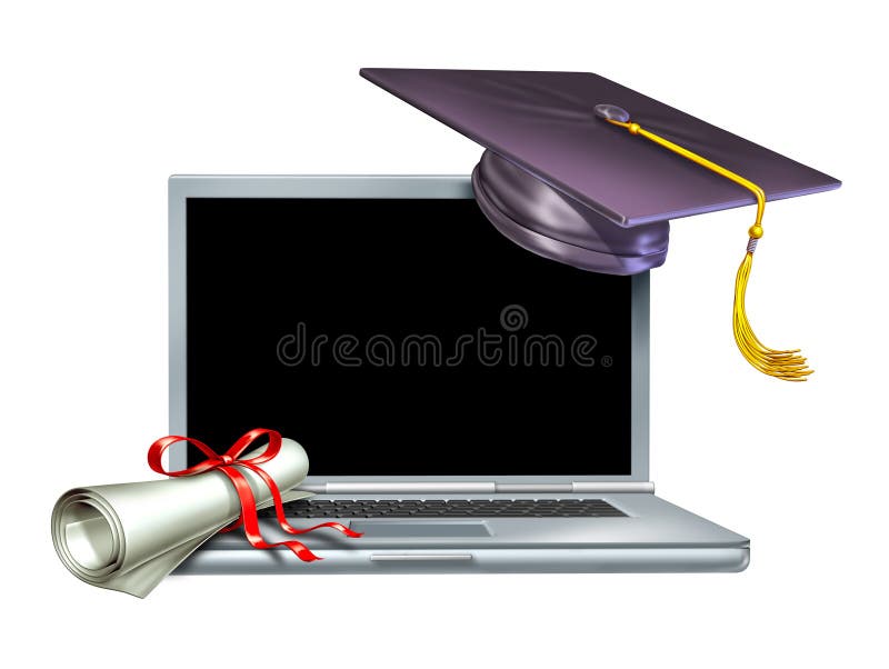 Graduation Education Internet Web Online Diploma Stock Illustration ...
