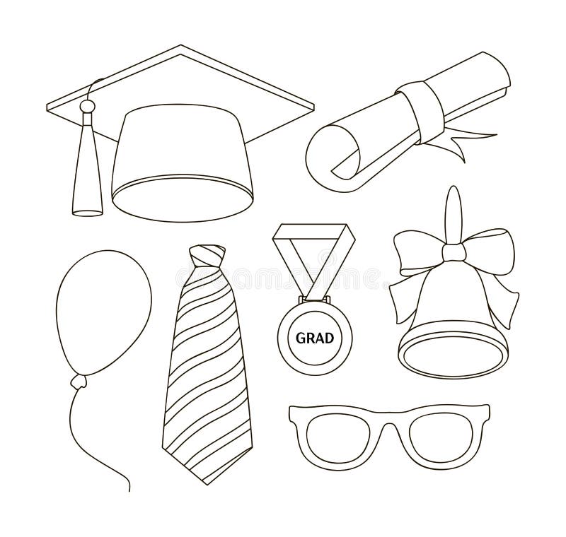 Graduation elements set stock vector. Illustration of college - 80471852
