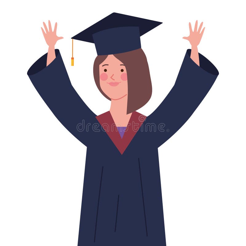 Graduation Event Girl Character Stock Vector - Illustration of happy ...