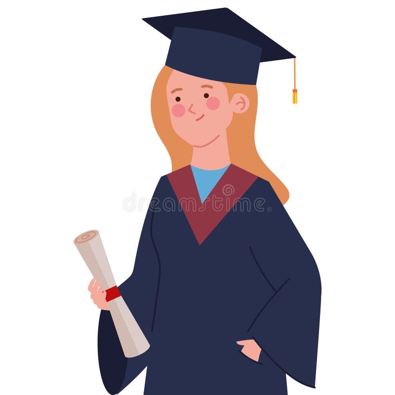 Graduation Event Girl with Diploma Stock Vector - Illustration of ...