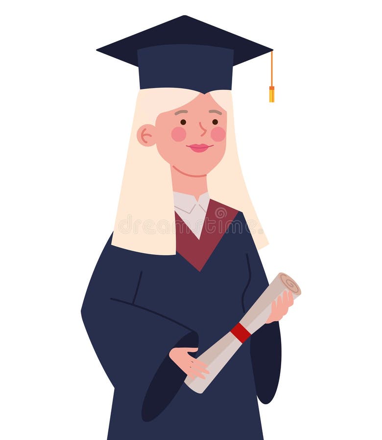 Graduation Event Graduate Girl Stock Vector - Illustration of college ...