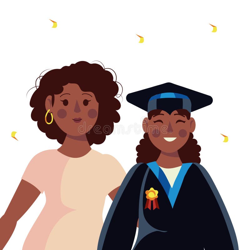 Graduation Event Graduate and Mom Stock Illustration - Illustration of ...