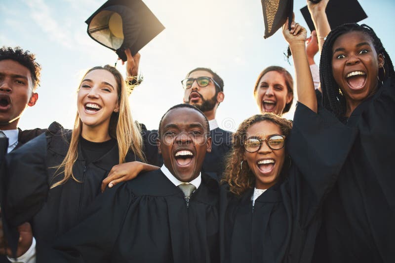 Graduation is an Exciting Time. a Group of Cheerful University Students ...
