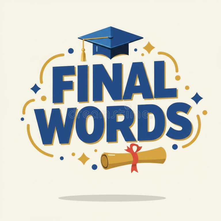 Graduation Final Words Illustration with Diploma and Cap Stock ...