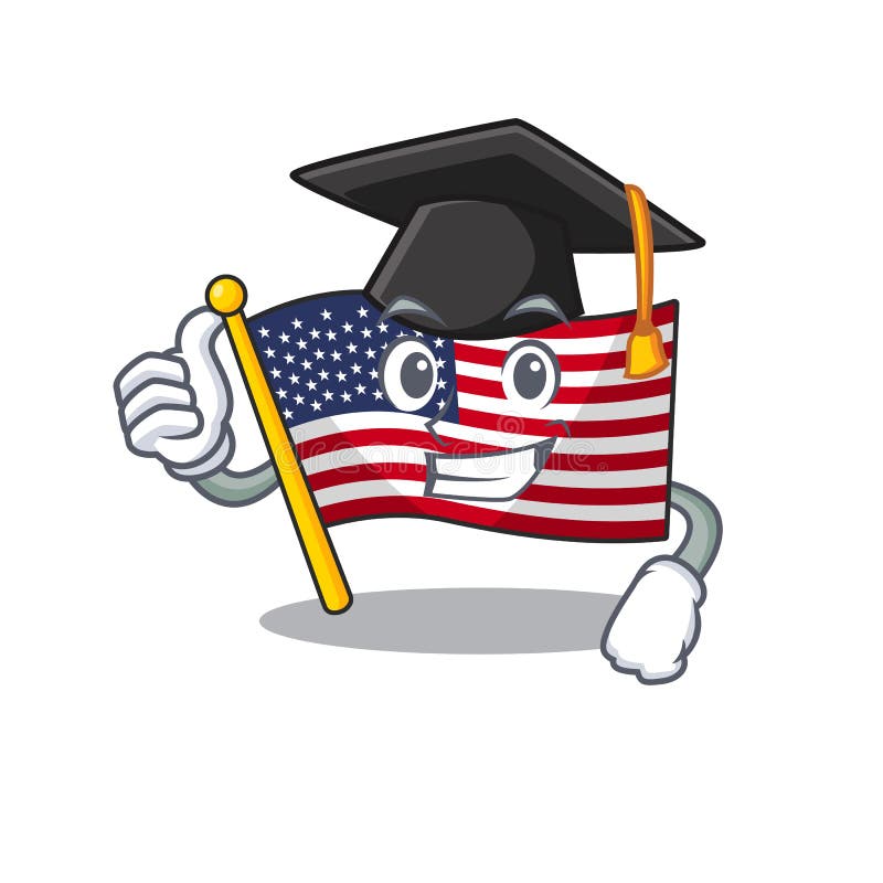 Graduation Flag America with the Mascot Shape Stock Vector ...