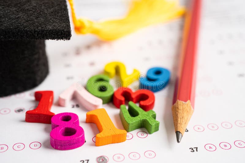 Graduation Gap Hat and Pencil on Answer Sheet Paper, Education Study ...
