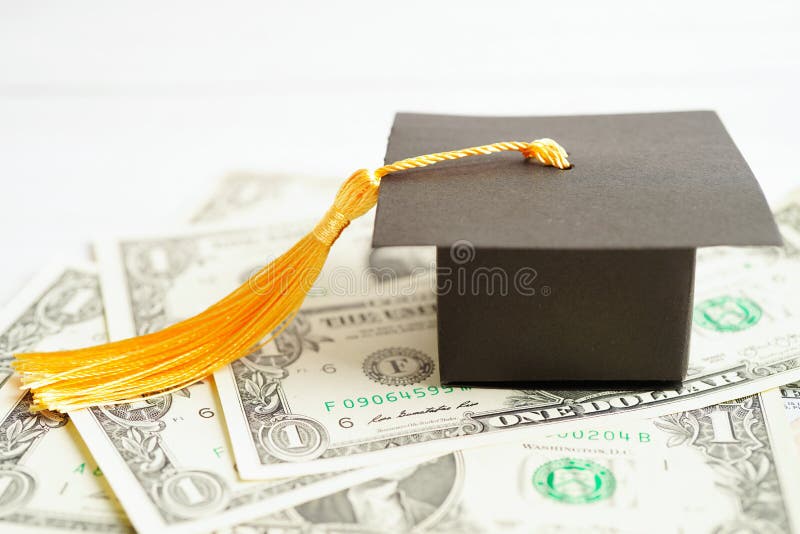 Graduation Gap Hat on US Dollar Banknotes Money, Education Study Fee ...