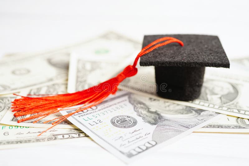 Graduation Gap Hat on US Dollar Banknotes Money, Education Study Fee ...