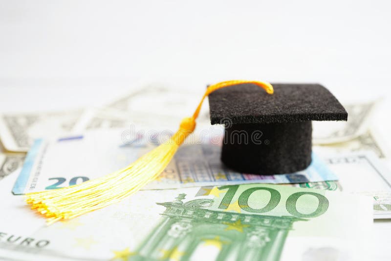 Graduation Gap Hat on US Dollar Banknotes Money, Education Study Fee ...