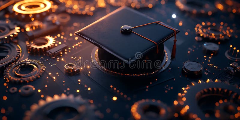 Graduation Gears of Innovation Future Background Wallpaper Stock ...