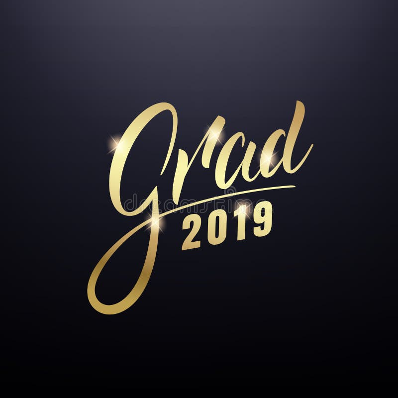 Class of 2019. Graduation Lettering Concept Illustration with Grad Caps ...