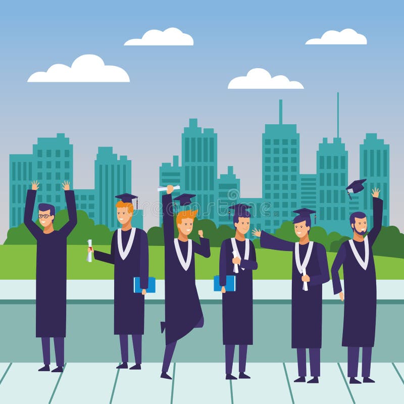 Graduation Group Ceremony People Stock Vector - Illustration of diploma ...