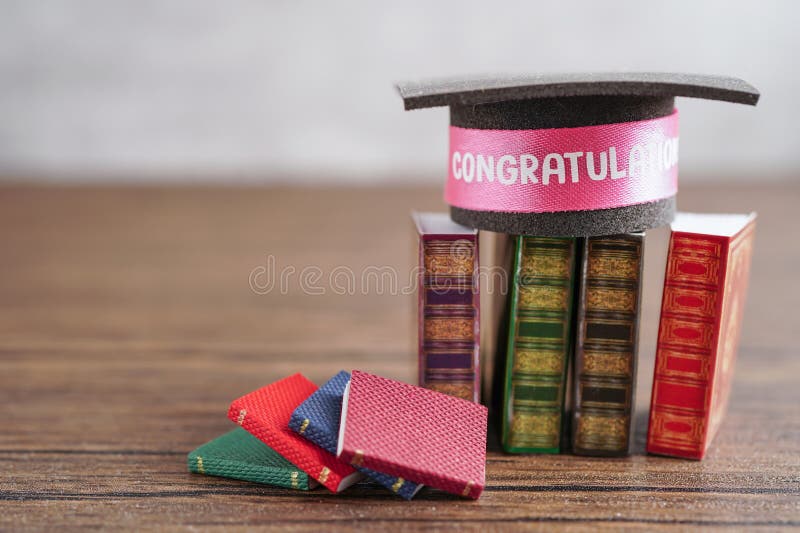 Graduation Hat on Book with Copy Space, Learning University Education ...