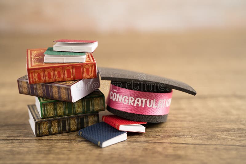 Graduation Hat on Book with Copy Space, Learning University Education ...