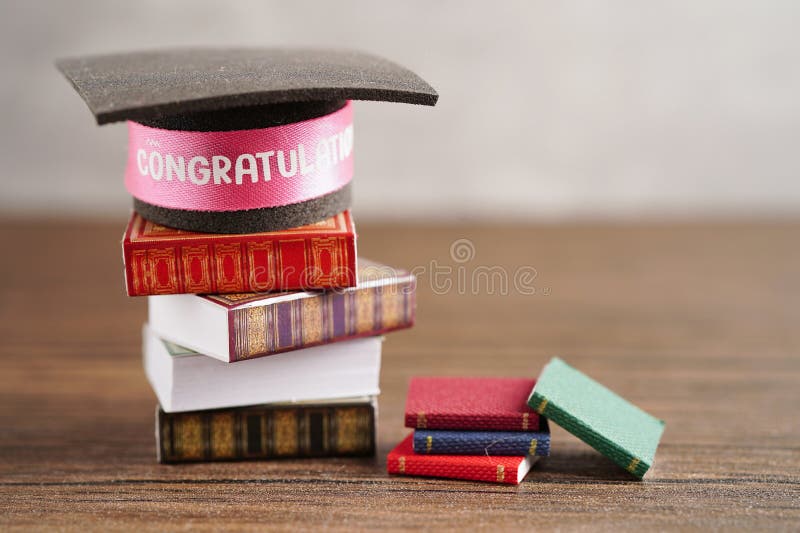 Graduation Hat on Book with Copy Space, Learning University Education ...