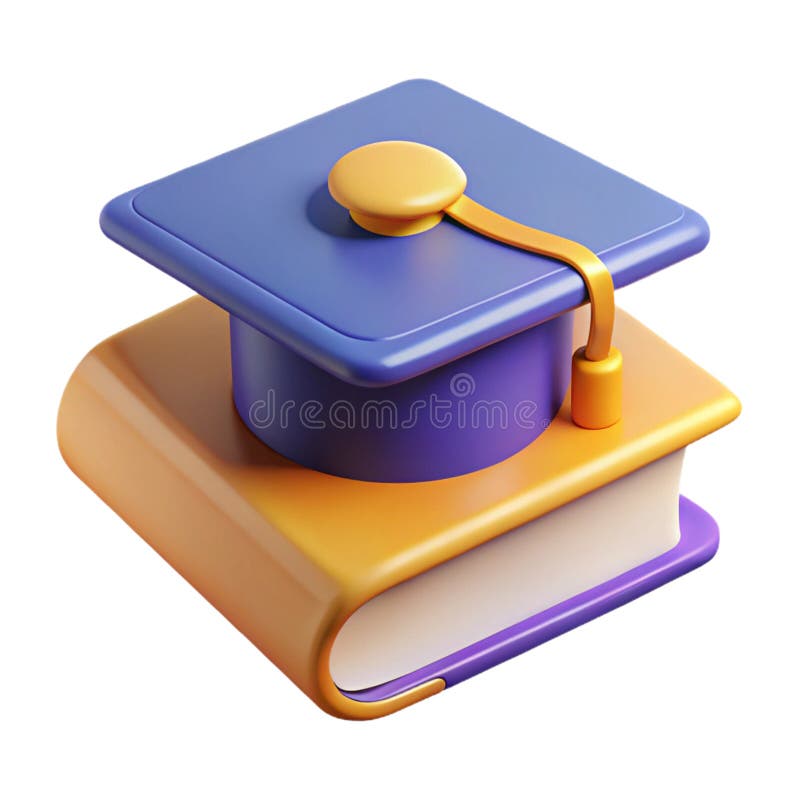 Graduation Hat and Book 3D Icon for Academic Success and Education in ...
