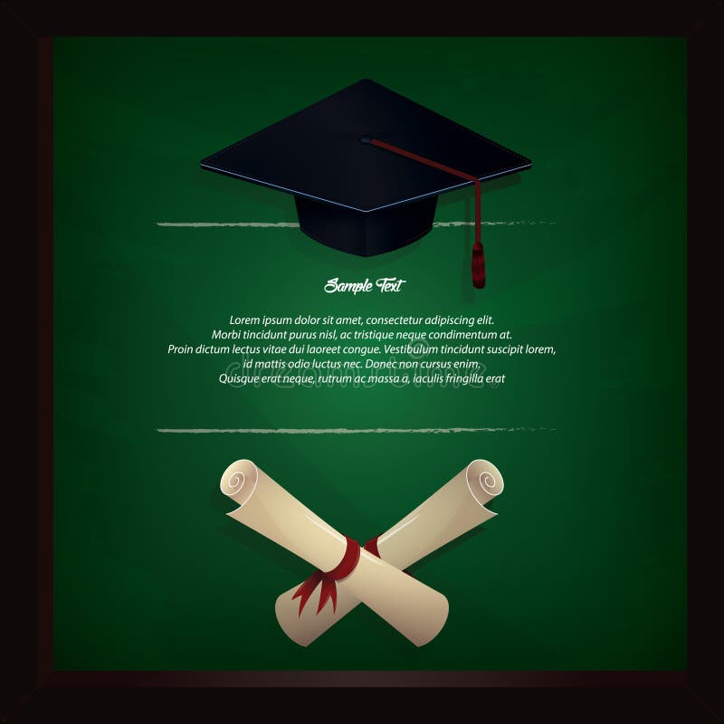 Graduation Hat and Certificate Frame. Vector Illustration Decorative ...