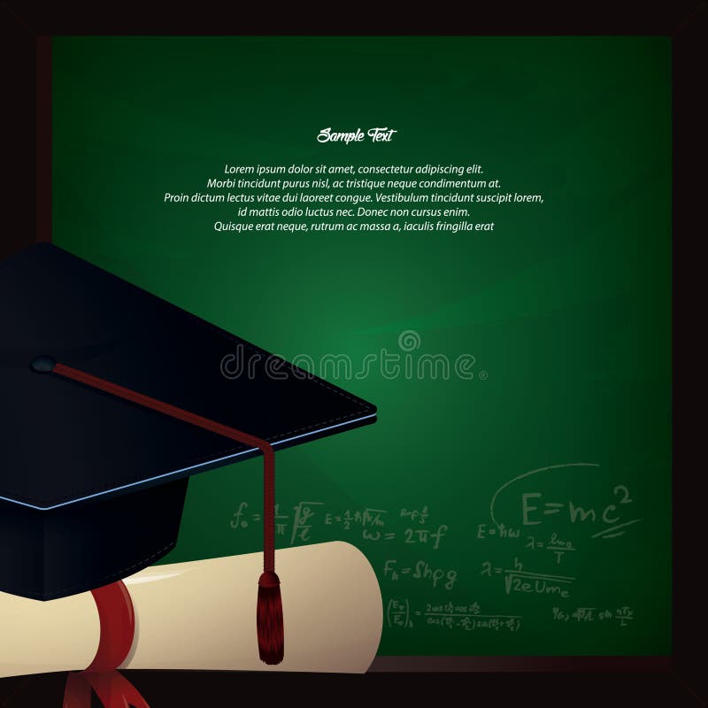 Graduation Hat and Certificate Frame. Vector Illustration Decorative ...