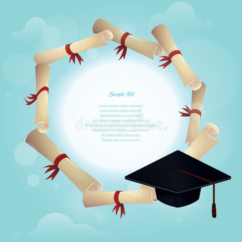 Graduation Hat and Certificate Poster. Vector Illustration Decorative ...