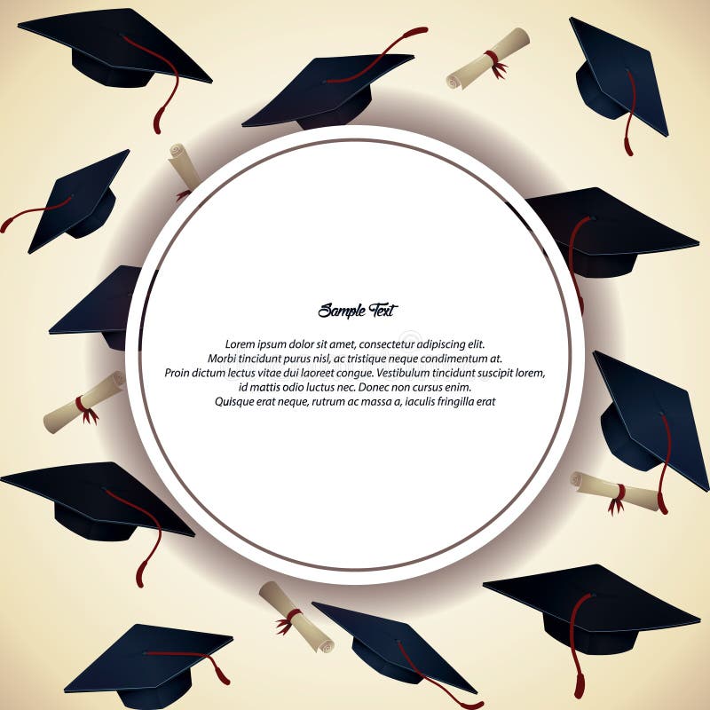 Graduation Hat and Certificate Poster. Vector Illustration Decorative ...