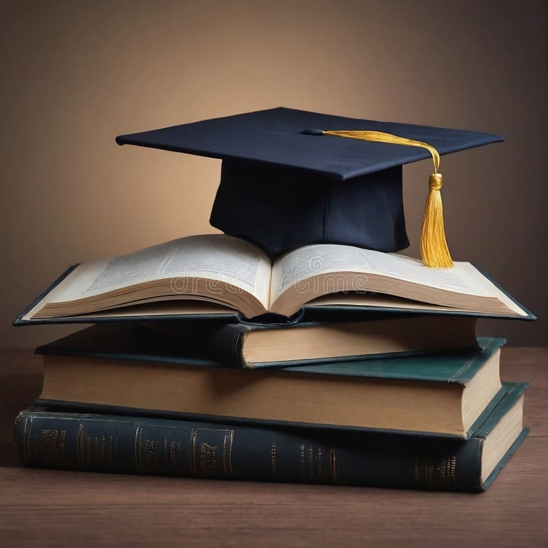 Graduation Hat and an Education Books Stock Illustration - Illustration ...