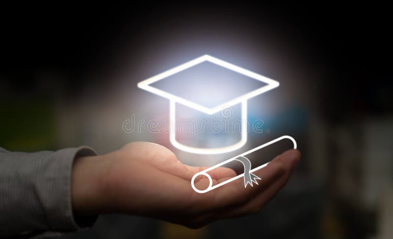 Graduation Hat Hold by Hand of Learn and Study Stock Photo - Image of ...