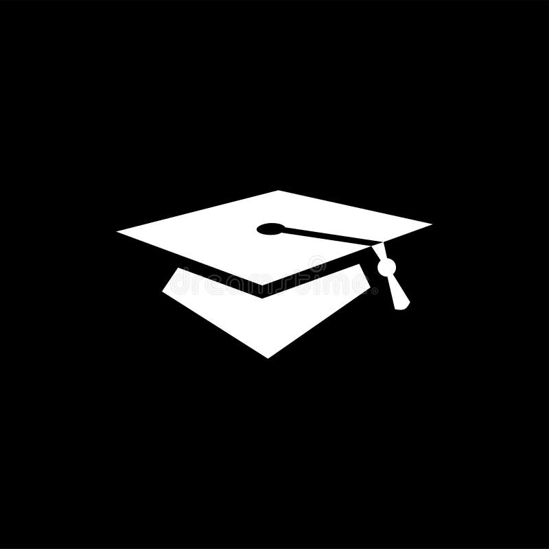 Graduation Hat Icon on Black Background. Black Flat Style Vector ...