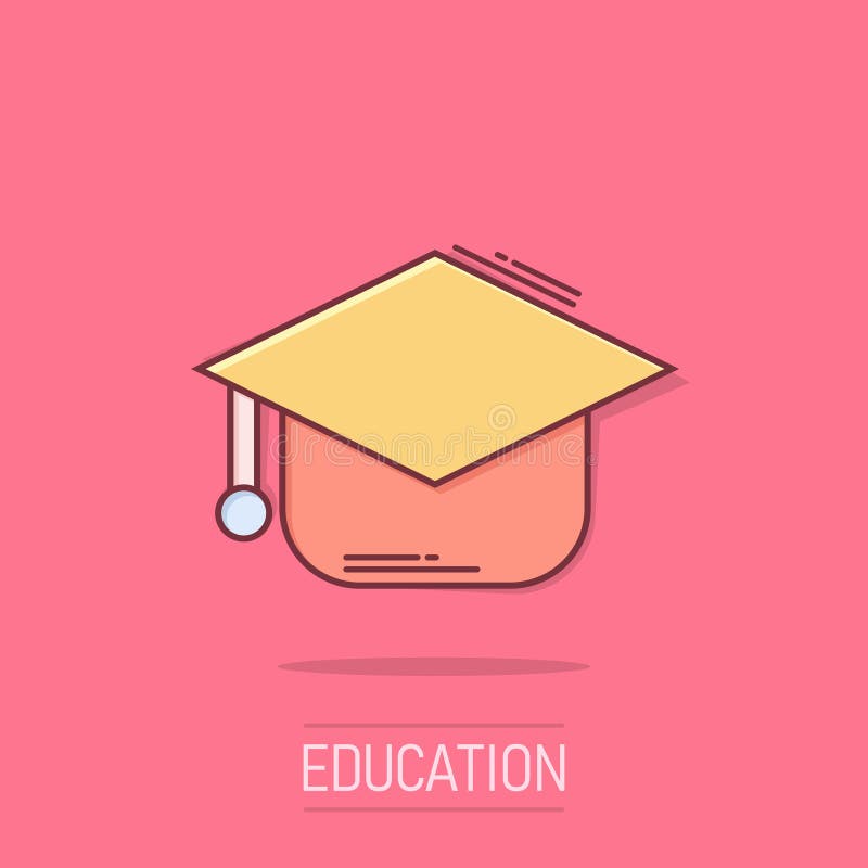 Graduation Hat Icon in Comic Style. Student Cap Cartoon Vector ...