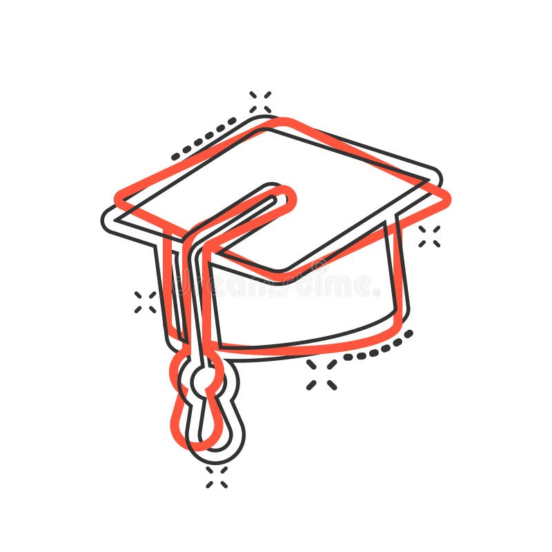Graduation Hat Icon in Comic Style. Student Cap Cartoon Vector ...