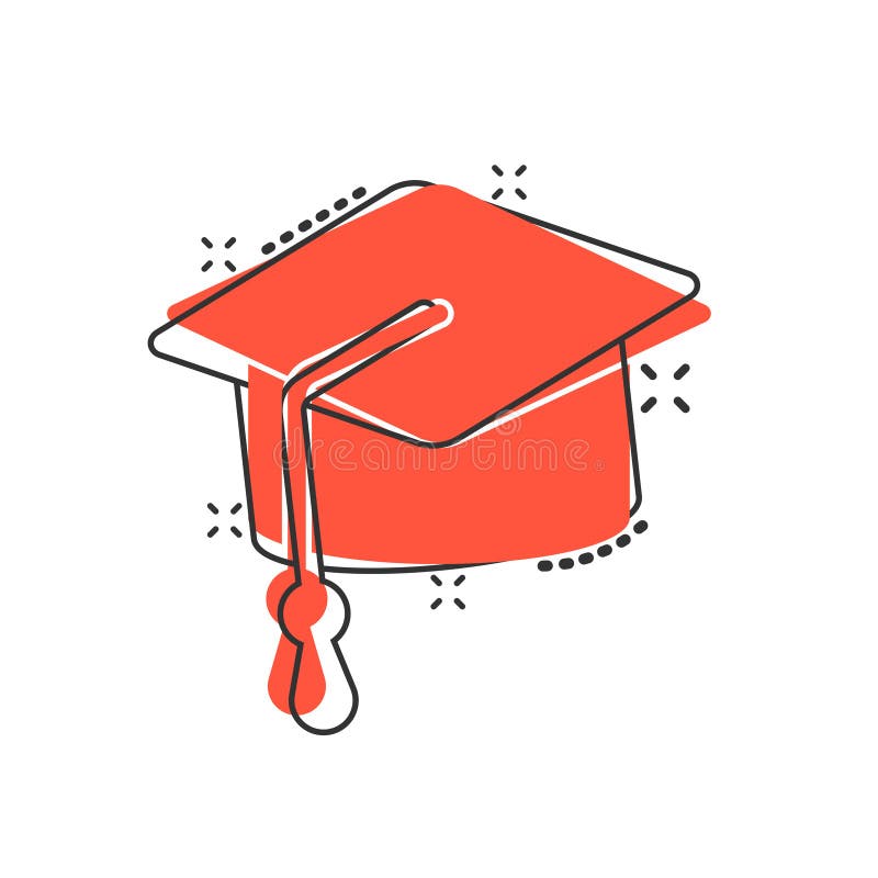 Graduation Hat Icon in Comic Style. Student Cap Cartoon Vector ...