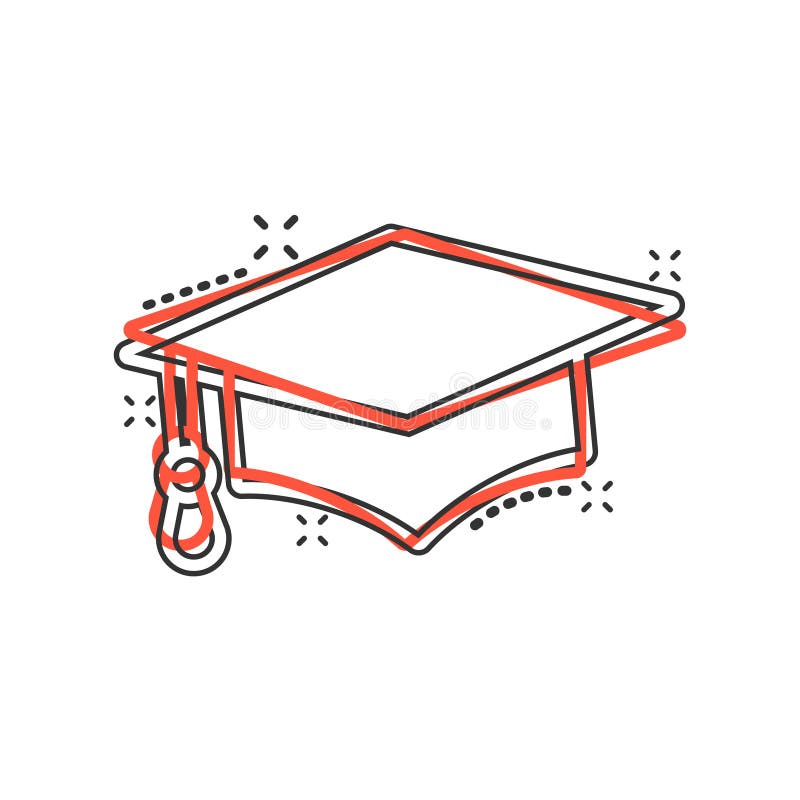 Graduation Hat Icon in Comic Style. Student Cap Cartoon Vector ...