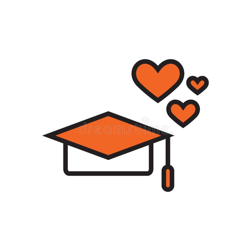 Graduation Cap Heart Shape Concept Vector Logo Stock Vector ...