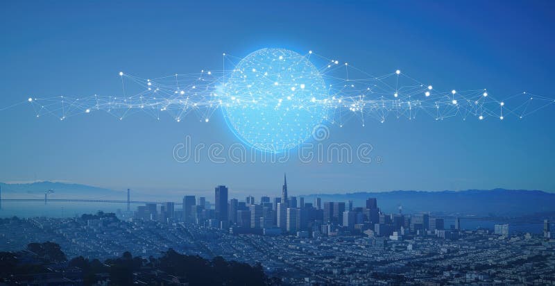 A Graduation Hat and Interconnected Lines Mapping Over a Bustling ...