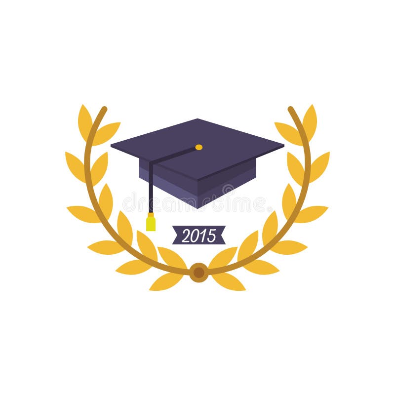 Graduation Hat with Laurel Leaves. Vector Illustration Decorative ...