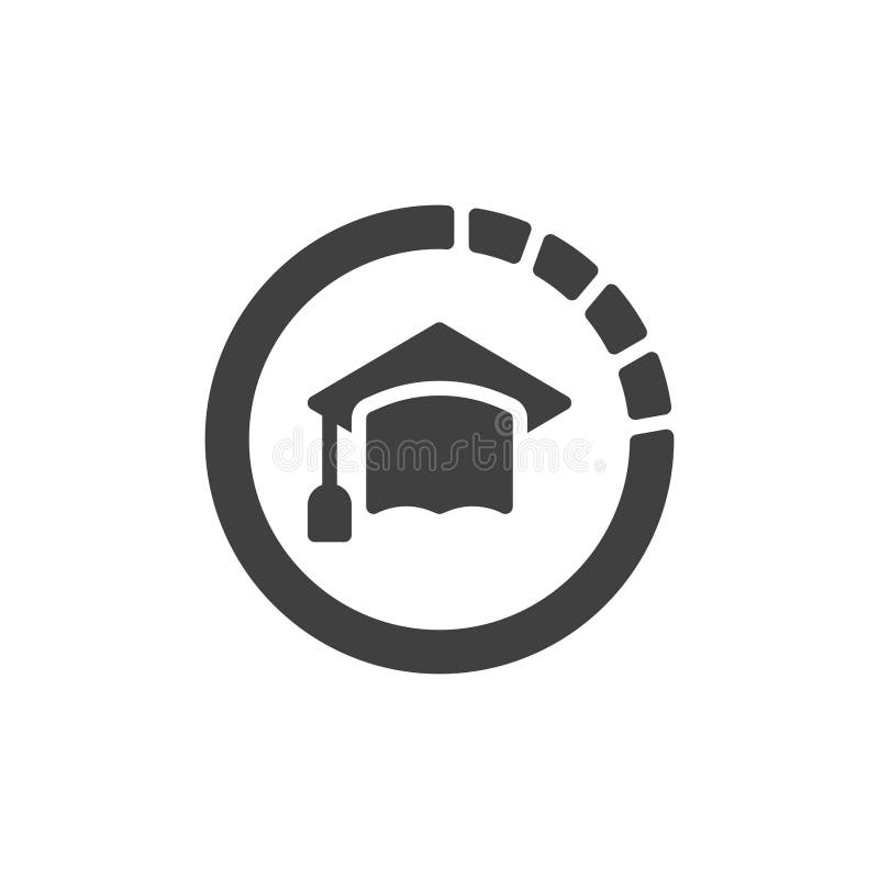 Graduation Hat and a Progress Bar Vector Icon Stock Illustration ...