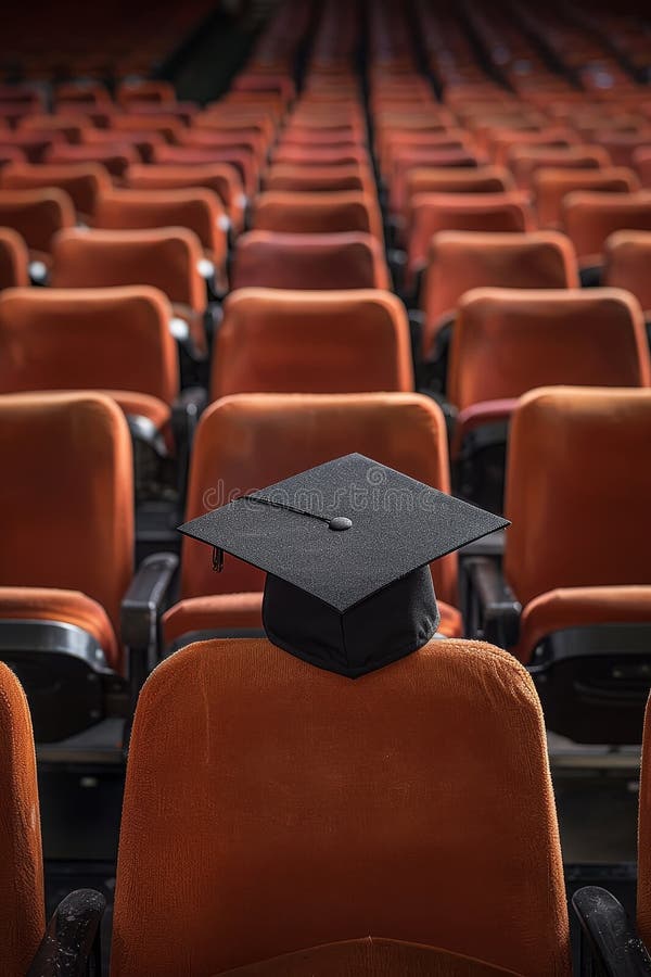Graduation Hat Resting on a Seat in an Empty Theater Concept ...