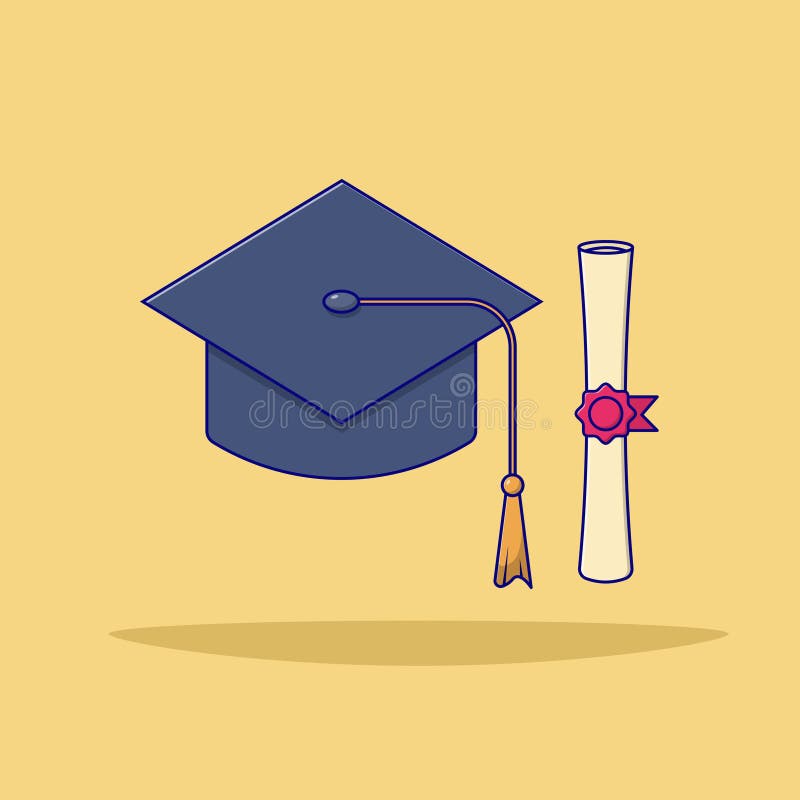 Graduation Hat and Scroll Vector Illustration. Object. College and ...