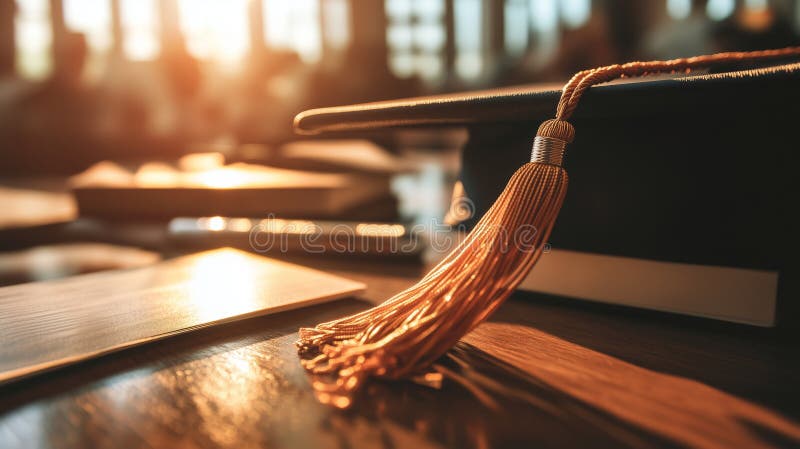 A Graduation Hat and a Set of Study Aids Stock Photo - Image of future ...