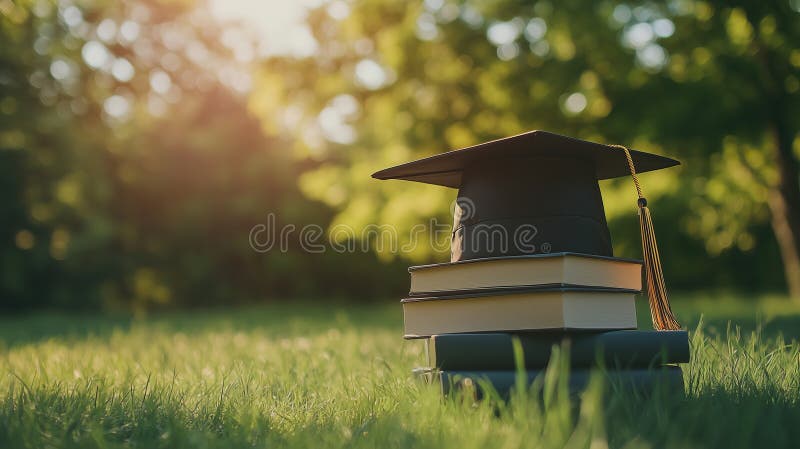 A Graduation Hat and a Set of Study Aids. Stock Photo - Image of ...