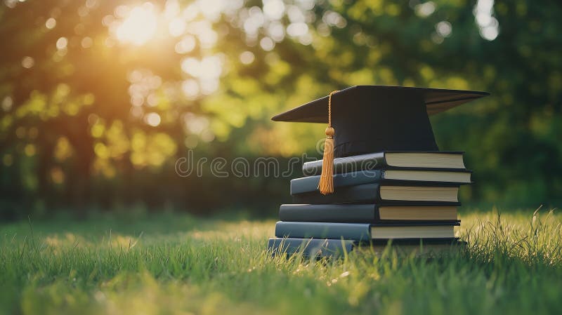 A Graduation Hat and a Set of Study Aids. Stock Photo - Image of ...