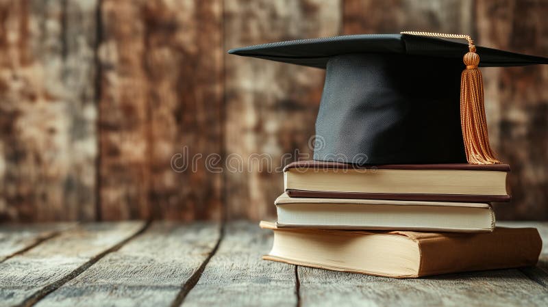 A Graduation Hat and a Set of Study Aids. Stock Photo - Image of ...