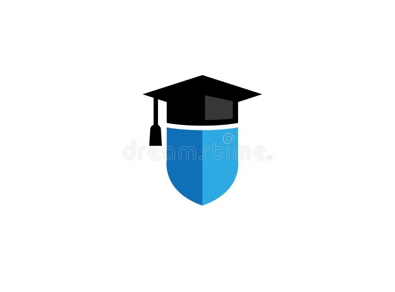 Graduation Hat on a Shield for Logo Stock Illustration - Illustration ...