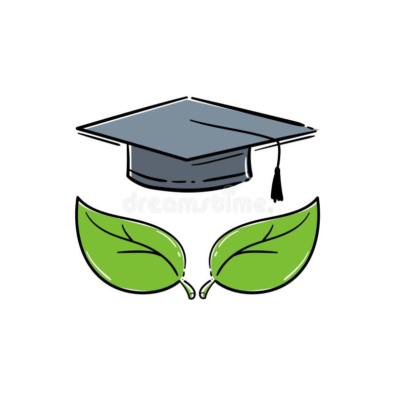 The Graduation Hat with Two Leaves. Fresh Graduation Stock Vector ...