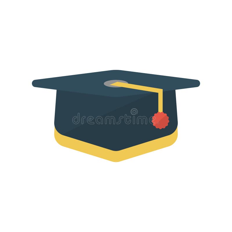 Graduation Hat Vector Flat Color Icon Stock Illustration - Illustration ...