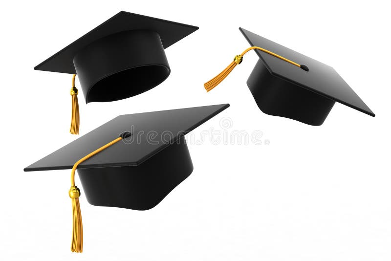 Graduation Hat on White Background Stock Illustration - Illustration of ...