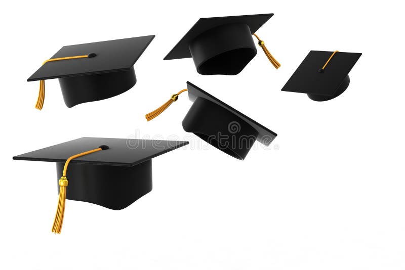 Graduation Hat on White Background Stock Illustration - Illustration of ...